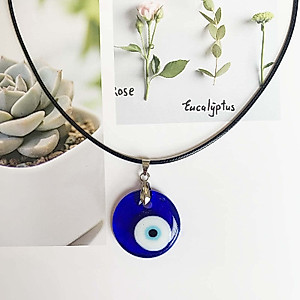 Binami 2 Pcs Evil Eye Lucky Necklace Turkish Blue Eye Kabbalah Adjustable Amulet Nazar Friendship Gift for Women Men