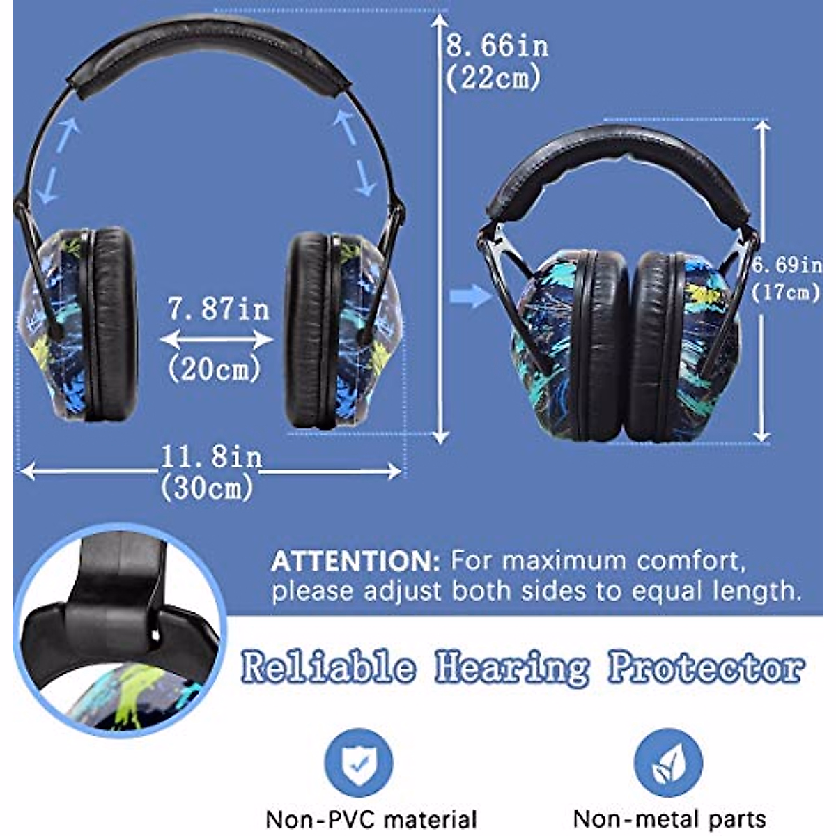 ZOHAN Kids Ear Protection 2 Pack, Hearing Protection Safety Ear Muffs for Children Have Sensory Issues, Adjustable Noise Reduction Earmuffs for Concerts, Fireworks(Nebula&Rap)