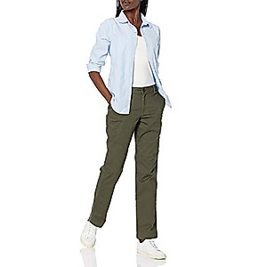 Amazon Essentials Women's Stretch Twill Chino Pant (Available in Classic and Curvy Fits), Dark Olive, 10