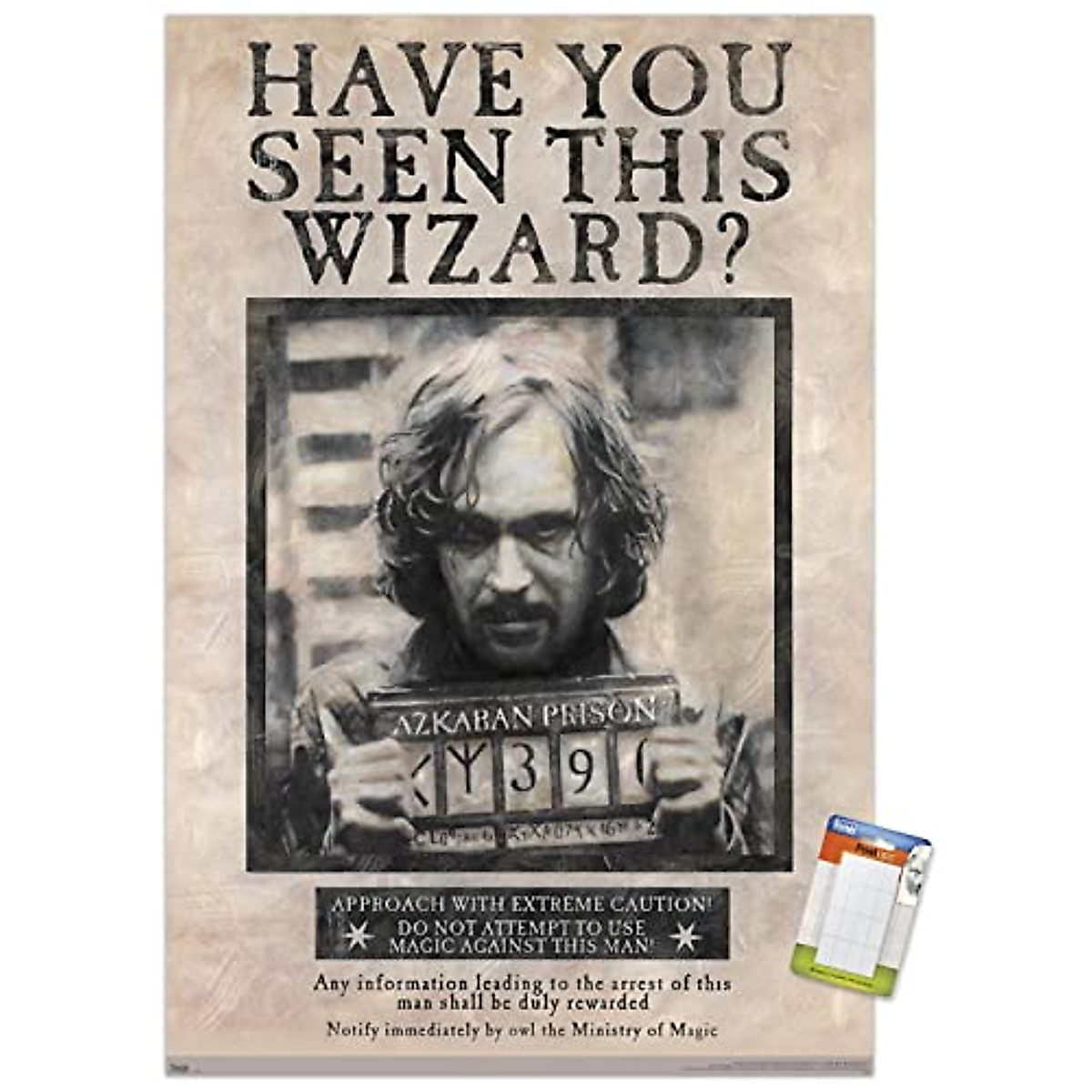 Trends International The Wizarding World: Harry Potter - Sirius Black Wanted Poster Wall Poster, 22.375" x 34", Poster & Mount Bundle