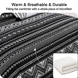 Black Aztec Comforter Set Queen,Boho 7 Pieces Bed in a Bag Comforter Bohemian Bedding Set Soft Microfiber Queen Size(1 Comforter,2 Pillowcases,2 Pillow Shams,1 Flat Sheet,1 Fitted Sheet)
