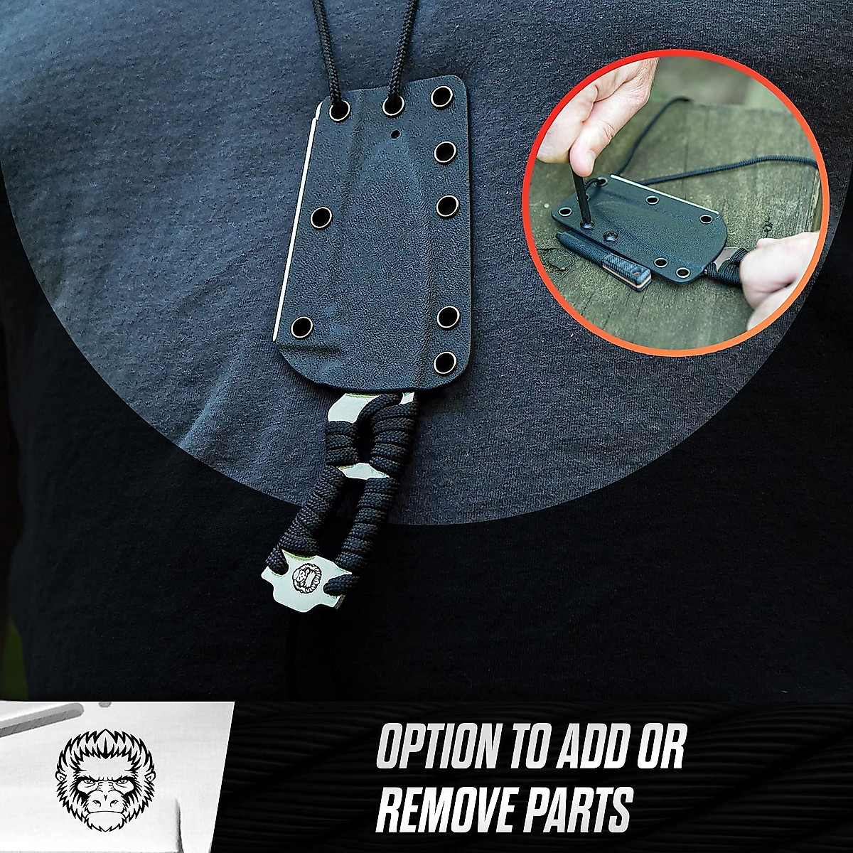 D2 Damascus Steel Survival Knife Gift Set and EDC D2 Paracord Neck Knife Bundle