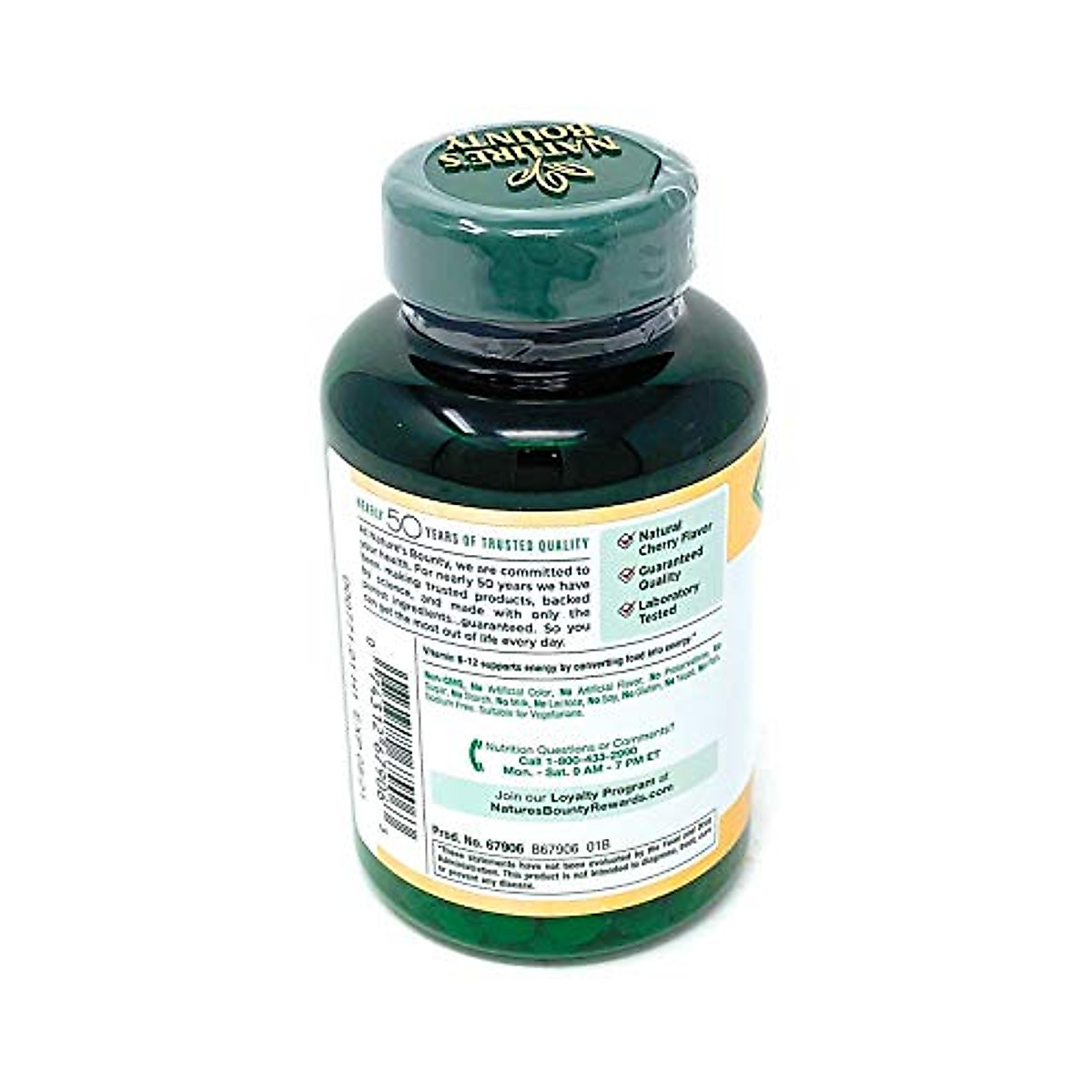 Nature's Bounty Quick Dissolve Fast Acting Vitamin B-12 2500 mcg, Natural Cherry Flavor (300 tablets)