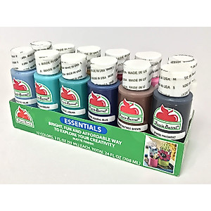 Acrylic Paint Bundle Set for Adults & Kids, 12 Colors, 2 oz Non Toxic Waterbased Paints with 10 Hand Made All-Purpose Nylon Hair Brushes, and Painting Palette