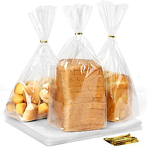 Bread Bags, 120 Pack Sourdough Bags for Homemade Bread Reusable Plastic Bakery Sandwich Freezer Bread Food Packaging Storage Bags with 120 Ties(13.7x11.8x4 inch)