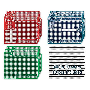 ElectroCookie Proto Shield Kit Compatible with Arduino Uno R3, Expansion Prototyping PCB Board (3 Types, 9 Pack)