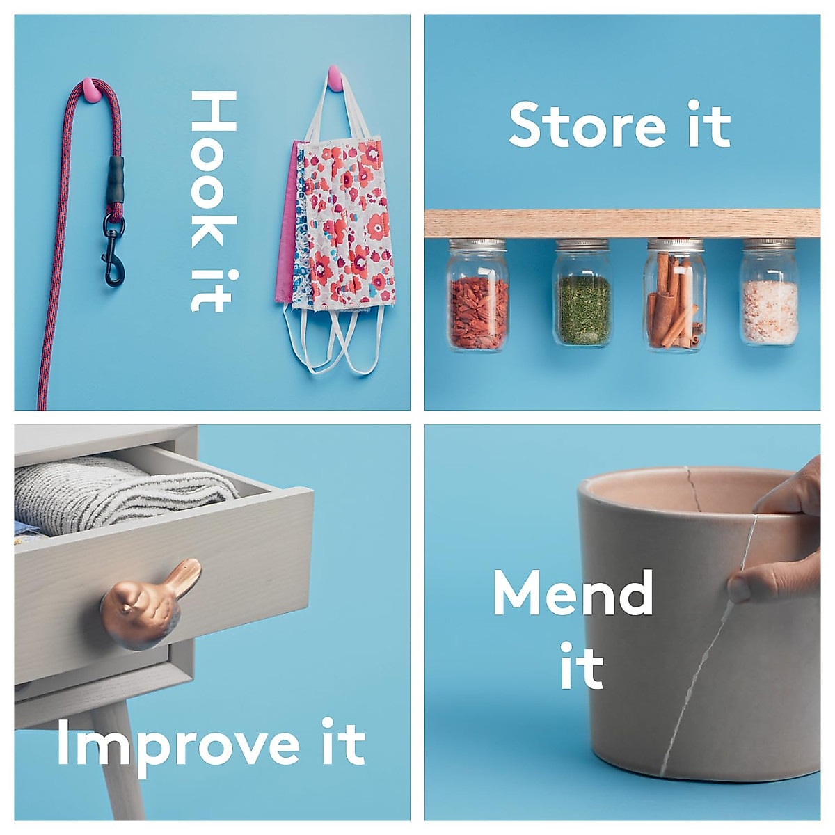 Sugru by Tesa - Moldable Multi-Purpose, Silicone Adhesive Glue - for Creative Fixing, Repairing, Pasting & Personalizing - Outdoor & Indoor Home DIY Projects - 8 Pack - Black, White & Gray (3.5g/ea)