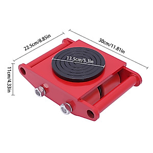 CNCEST Heavy Duty Machinery Mover, 6T 13200lb Machinery Skate Dolly, Warehousing 360° Roller Mover Cargo Trolley Tool, Industrial Machinery Mover Roller Dolly Skate (Red)