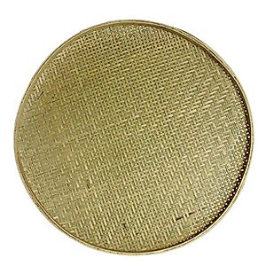 100% Handwoven Flat Wicker Round Fruit Basket Woven Food Storage Weaved Shallow Tray Organizer Holder Bowl Decorative Rack Display Kids DIY Drawing Board (No Hollow-Bamboo Green, 42cm/16.5")