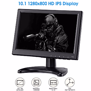 KALESMART 10.1 inch 1280x800 Rimless HDMI Monitor with VGA/HDMI Ports Built-in Speaker for Raspberry Pi Home Security CCTV PC Display