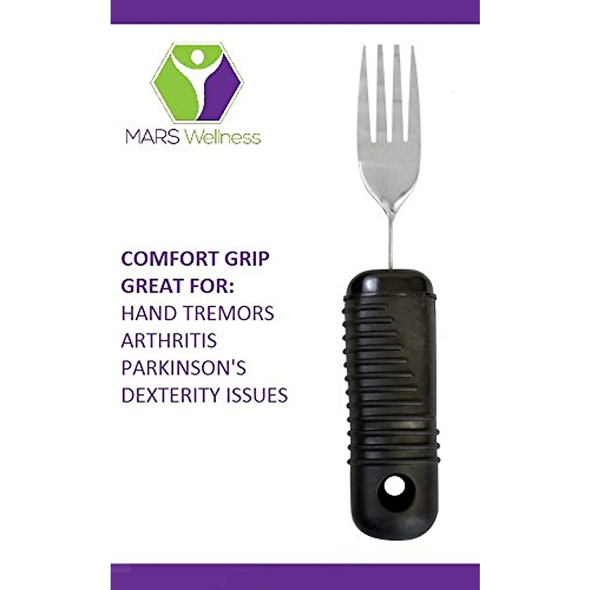 3 Piece Super Easy Grip Flatware Set - Bendable Built Up Utensils - Fork, Knife, and Spoon (Standard)