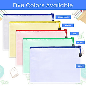 Omnifense 20pcs File Document Pouch B4 Letter Size, Versatile Mesh Plastic Zipper Bag for Office Supplies, School Stationery, Travel Organization, and Toy Storage, Waterproof Materials