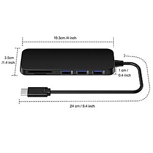 SHYPT USB C Hub USB Hub 3.0 Multi USB Splitter Adapter 3 Port Card Reader High Speed Type C Mini USB-Hub Extension Cable