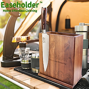 Easeholder Magnetic Knife Block without Knives, Double Side Magnetic Knife Holder Stand, Acacia Wood, Extra Large Capacity Magnet Knife Storage for Knives and Utensils, Kitchen Organizer Rack Tool