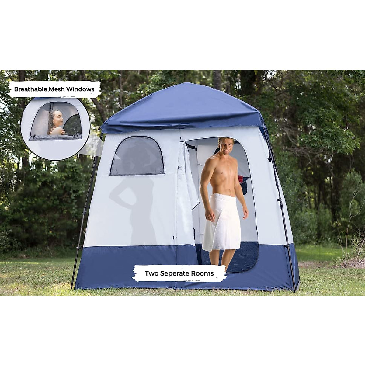 Double Shower & Changing Tent Privacy Beach & Camping Portable Pop Up Spray Tan & Toilet Shelter