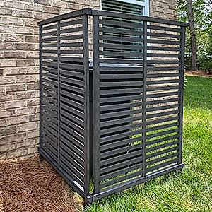 Enclo Privacy Screens EC18013 4.5ft H x 3ft W Alpine Outdoor Privacy Fence Panel Screen No Dig WoodTek Vinyl Kit (2 Panels), Charcoal