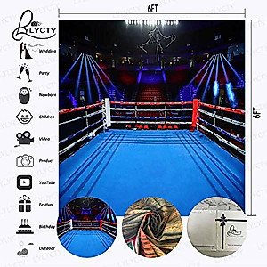LYLYCTY 6x6ft Boxing Birthday Party Photography Backdrop Boxing Arena Sport Themed Background for Children Boy Portrait Birthday Party Decor Photo Booth Studio Props BJZYLY252