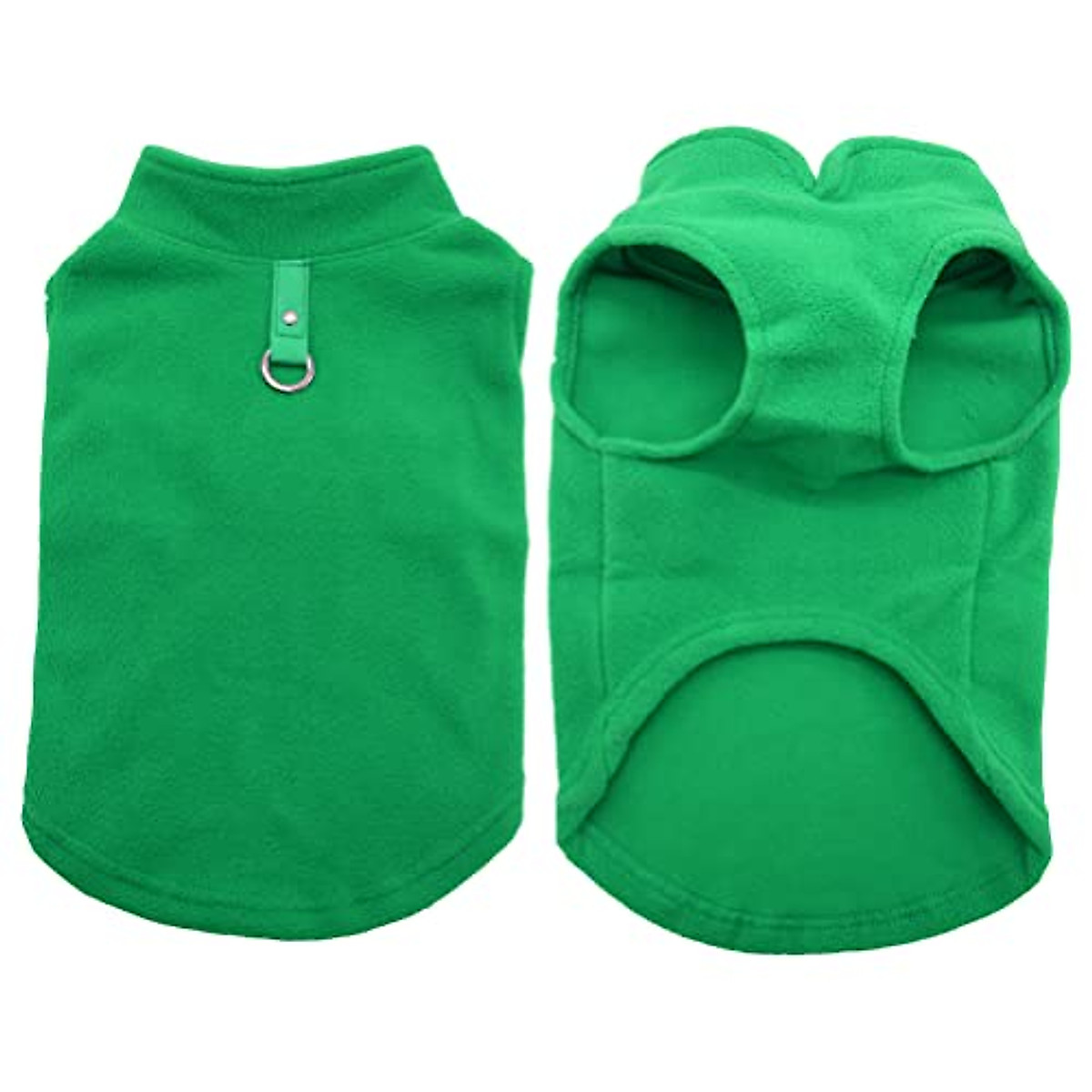 Dog Fleece Vest Soft Winter Jacket Sweater with D-Ring Leash Cold Weather Coat Hoodie for Small Medium Large Dogs Dark Green X-Large