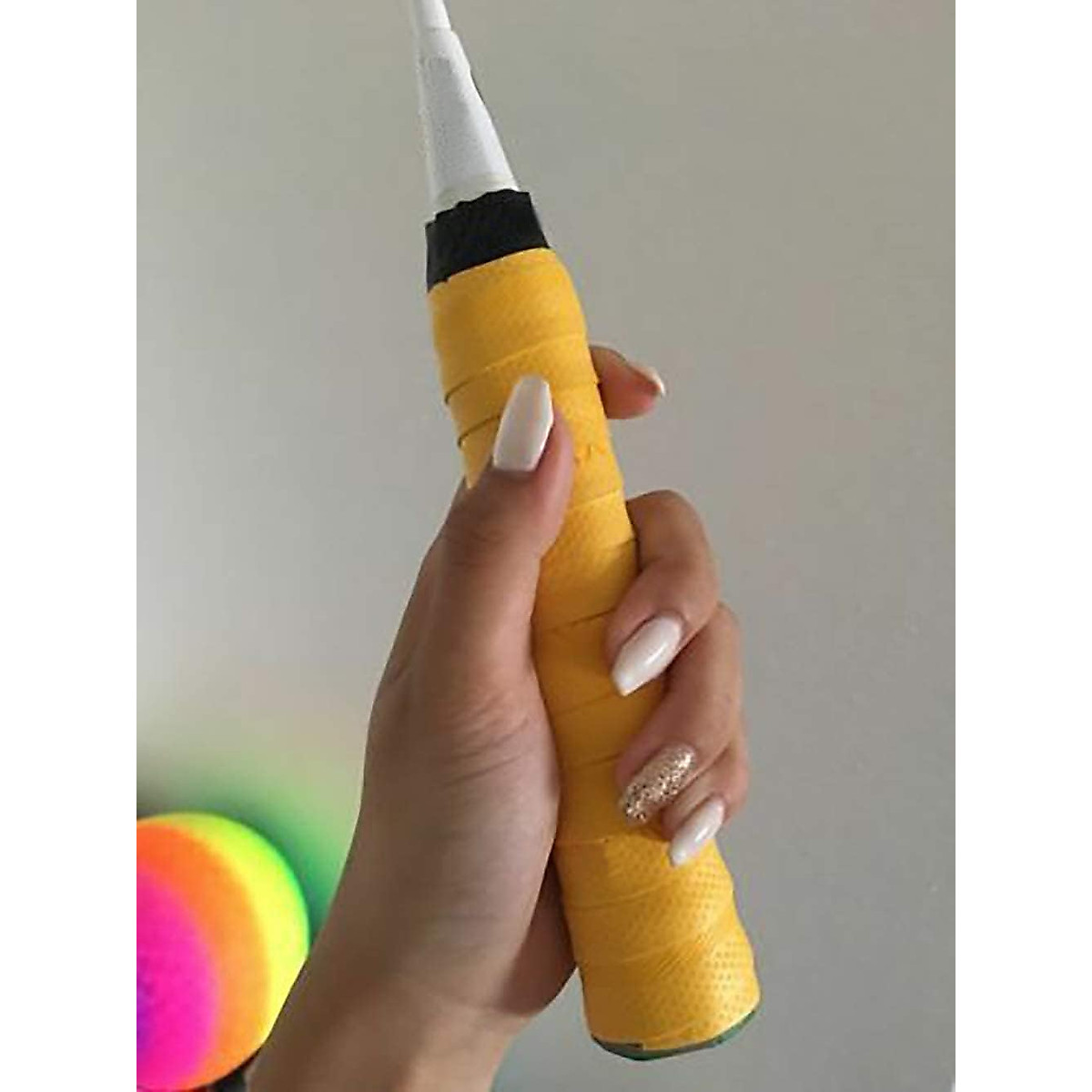 AKJYXGHC Tennis Racket Grips Racquet Grips Absorb Sweatbands Stretchy Antiskid Badminton Tennis Squash Racket Grip Tap Racquet Band Grips Protector Handle Overgrips (Pack of 12)