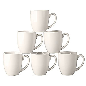 AmorArc 16oz Coffee Mugs Set of 6, Large Ceramic Coffee Mugs for Man, Woman, Dad, Mom, Modern Coffee Mugs with Handle for Tea/Latte/Cappuccino/Cocoa. Dishwasher&Microwave Safe, Light Beige