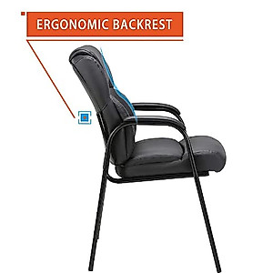 CLATINA Leather Guest Chair with Padded Arm Rest for Reception Meeting Conference and Waiting Room Side Office Home Black 4 Pack
