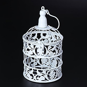 UEETEK Decorative Metal Bird Cage Home Hanging Ornament for Wedding Party Decoration (White)