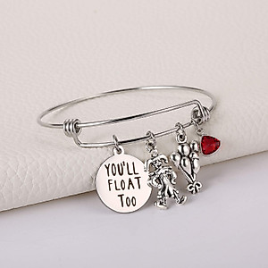 Ralukiia Float Too IT Pennywise The Clown Bracelet Horror Movie Jewelry for Fans Women Bangle Halloween