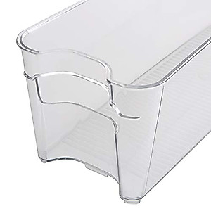 Kitchen Details 2 Pack Slim Refrigerator Shelf, Stackable Kitchen Storage, for Countertops, Cabinets, Pantry, Freezer, Handles in Clear Fridge Organizer, 14.5" x 4.25" x 4"