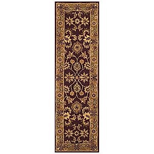 SAFAVIEH Classic Collection 2'3" x 8' Burgundy / Gold CL244A Handmade Traditional Oriental Premium Wool Runner Rug