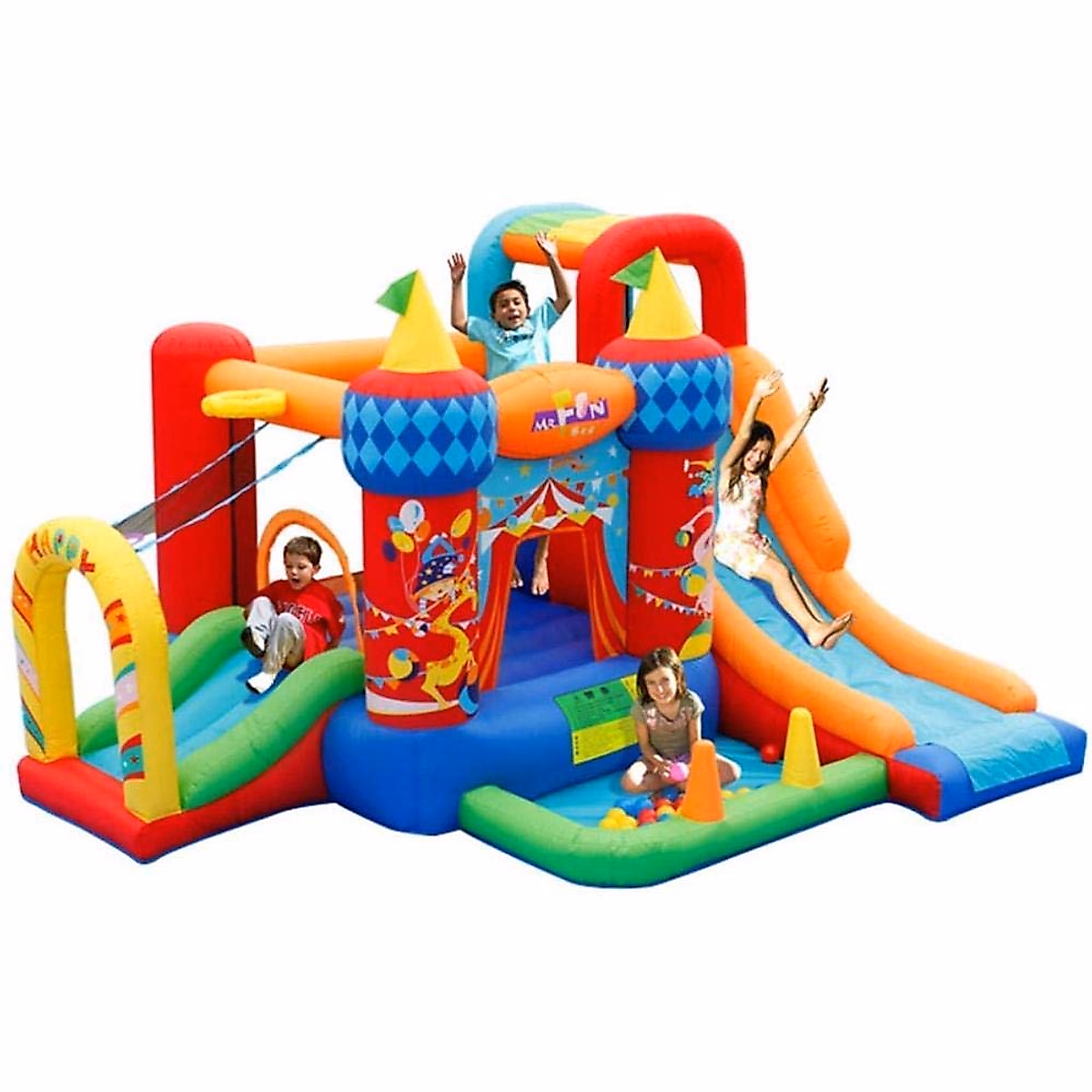 Inflatable Castle and Slide, Children S Playground Indoor Inflatable Toys Outdoor Circus Trampoline Square Playground Colors