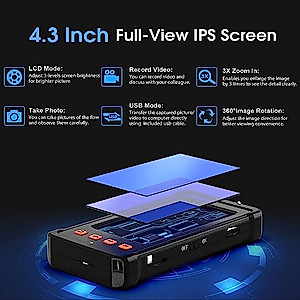 50FT Endoscope Inspection Camera, Oiiwak Borescope Camera for Pipe Sewer Drain Plumbing Inspection 1080P HD 4.3“ IPS Screen Waterproof IP67 Bore Scope Snake Camera with 6 LED Lights(15m Cable)