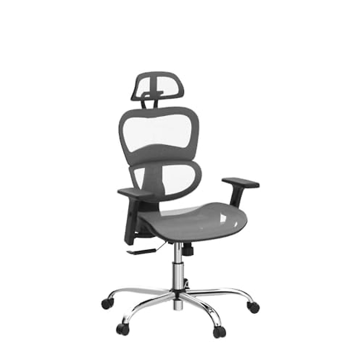 SMUG Ergonomic Office High Back Computer, Mesh Home Desk Lumbar Support, Tilt and Lock, Comfy Rolling Executive Swivel Task Chair with 3D Adjustable Headrest and Armrests, Grey
