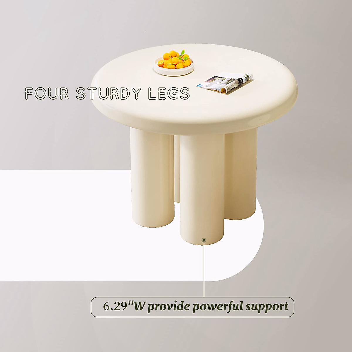 HOTICKME 39.37" White Kitchen Table, Modern Round Dining Table for Kitchen, Bar, Living Room, Dining Room Table, Table Only