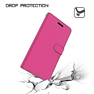 EnCases for Oneplus Nord N300 5G Case, Oneplus Nord N300 5G Wallet Case with Hand Strap PU Leather Clip Flip Case Cover with Card Holder Stand Feature for Oneplus N300 5G 2022 for Women Men, Hot Pink