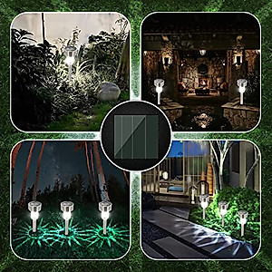 PEMUISE Solar Lights Outdoor 24 Pack Solar Path Lights Waterproof Solar Walkway Lights Stainless Steel Outdoor Decor Garden Led Lights for Landscape/Patio/Lawn/Yard/Driveway (Cold White)