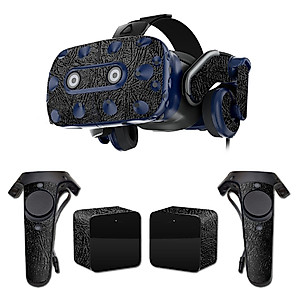 MightySkins Skin Compatible with HTC Vive Pro VR Headset - Black Leather | Protective, Durable, and Unique Vinyl Decal wrap Cover | Easy to Apply, Remove, and Change Styles | Made in The USA