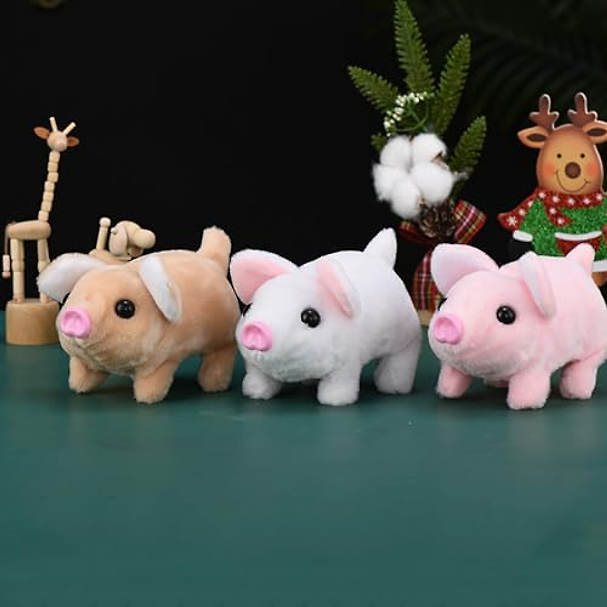 YESBAY Simulation Walking Piggy Electronic Pet Plush Toy Interactive Crawling Pig Plushies Twitch Nose Tail Wagging Stuffed Animal Doll Birthday Gift for Kids Pink