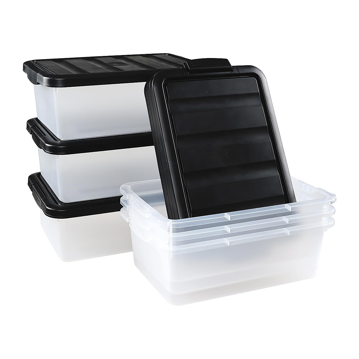 Pekky 14 Quart Plastic Storage Box, 6 Pack Latching Storge Bin with Lid