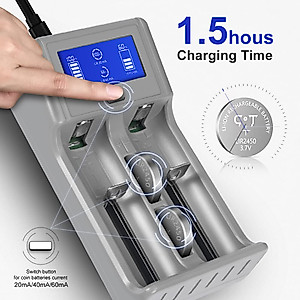 2450 Rechargeable Battery with Charger Smart Charging 3.7V Lithium Cells LIR2450 LIR2032 LIR2032H