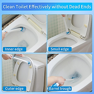 DALIPER Disposable Toilet Brush with 40PCS Refills, Wall Mounted Compact Bathroom Bowl Wand Cleaning System Long Handle with Storage Caddy