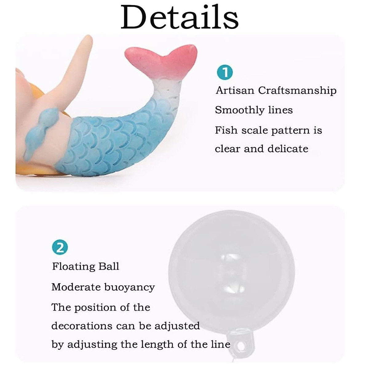 PAPIEEED Floating Mermaid Fish Tank Decor, Cartoon Aquarium Decorations for Aquatic Pets to Play Resin Aquarium Ornaments Suitable for All Kinds of Fish Tank