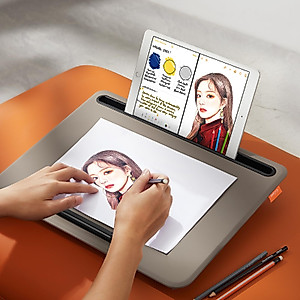 Lightweight Lap Desk with Pillow Cushion & Handle, Fits up to 14 inch Laptop, Portable, Anti-Slip Support Ledge, Tablet & Phone Slot (Brown)