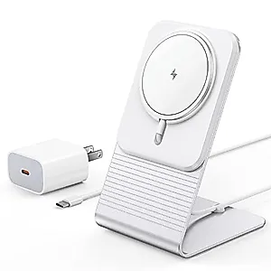Magnetic Wireless Charger, Mag-Safe Charger Stand with 20W USB C PD Adapter, Mag-Safe Charging Station Compatible with iPhone 14/13/12 Series, Fast Wireless Charging Pad with Phone Stand
