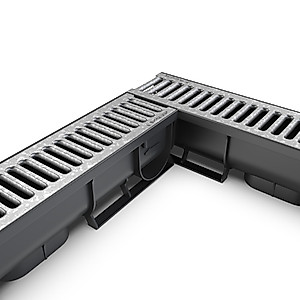 Vodaland - 3 Inch Easy 1 Premium Trench Drain Channel - Galvanized Stamped Steel Grating (5)