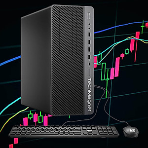 Trading Desktop PC TechMagnet, Intel Core i7 9th Gen, 16GB RAM, 512GB SSD + 2TB HDD, 4 New 22” LED Monitors, 2 Network Cards, Trading Platform Support, MTG Keyboard & Mouse Win 11 (Renewed)