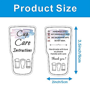 KIUKIUO 240 PCS Tumbler Care Instructions Cards Packaging Customer Direction Card for Tumbler, Cup, Mug Small Business Online Shop Owner 3.5 x 2 Inch (cup shape)