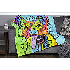 Dawhud Direct Colorful German Shepherd Fleece Blanket for Bed, 50" x 60" Dean Russo German Shepherd Fleece Throw Blanket for Women, Men and Kids - Super Soft Plush Dog Blanket Throw Plush Blanket