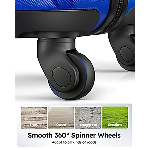 Luggage 3 Piece Sets Hard Shell Luggage Set with Spinner Wheels, TSA Lock, 20 24 28 inch Travel Suitcase Sets, Bright Blue