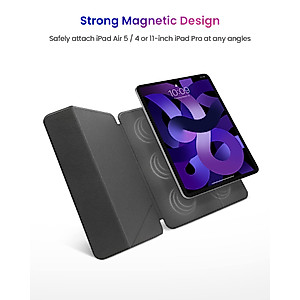 tomtoc Smart Folio Cover for 10.9-inch New iPad Air 5th Gen 2022, 11-inch iPad Pro 3/2/1, Ultra-Slim Lightweight Magnetic Protective Shell Stand Case with Multi-Viewing Angles, Auto Wake/Sleep, Black
