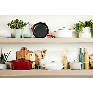 Larder & Vine Enameled Cast Iron Dutch Oven with Lid - Oversized Handles, Dome Lid, Dutch Oven for Sourdough Bread Making, 8QT/7.5L - (Cabernet)